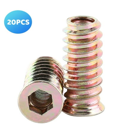 M6 * 25mm Insert Nut Zinc Alloy Furniture Hex Socket Screw Inserts ...