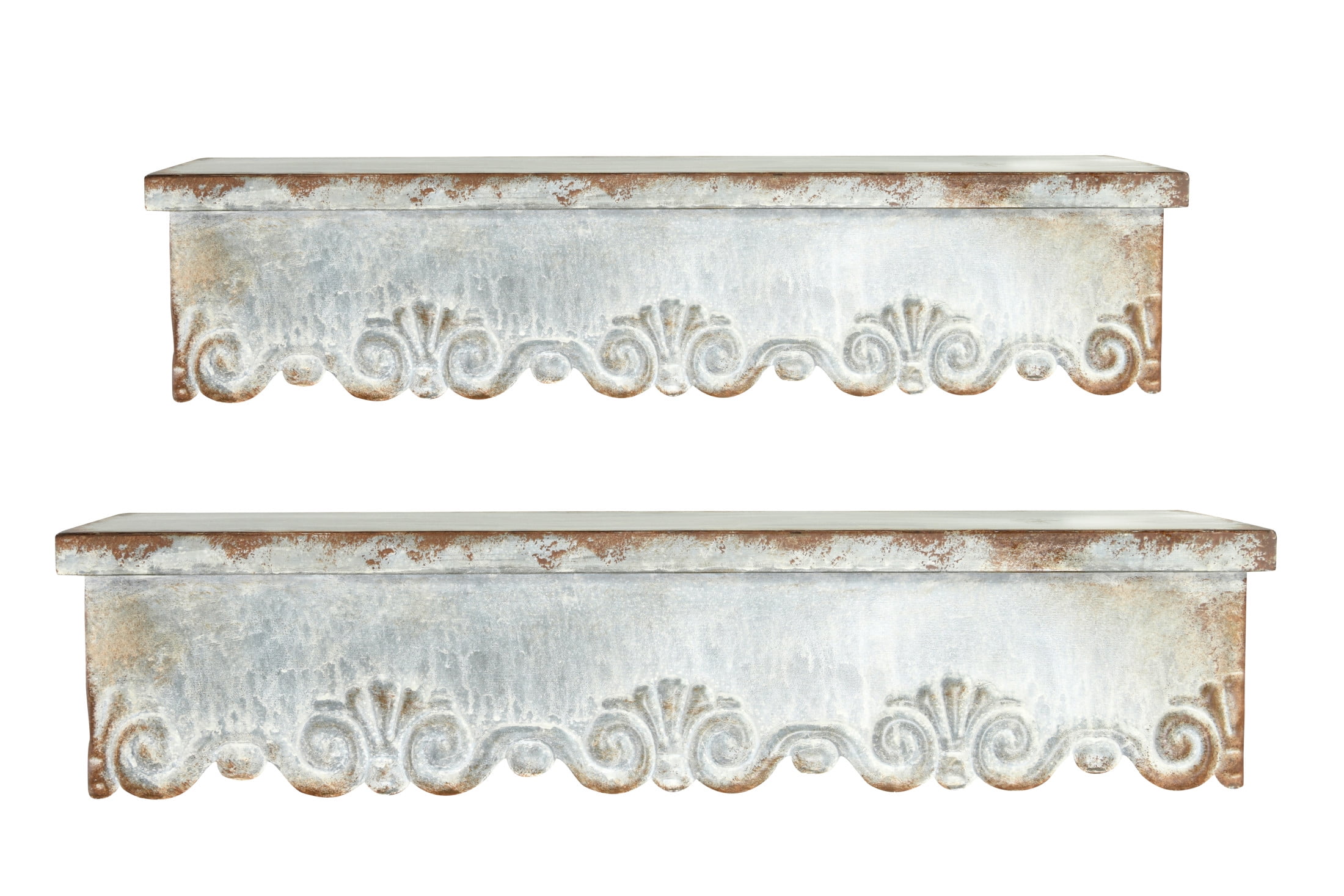Creative Co-Op 22.75" & 33.5" Heavily Distressed Metal Wall Shelves ...