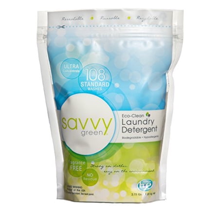 Savvy Green 108 Standard Wash Eco Clean Laundry Detergent Powder, 2.73 ...