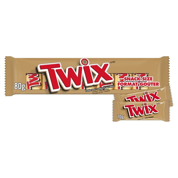 TWIX, Caramel Cookie Chocolate Candy Bar, 8 Fun Size Bars, 80g, E-TWIX ...