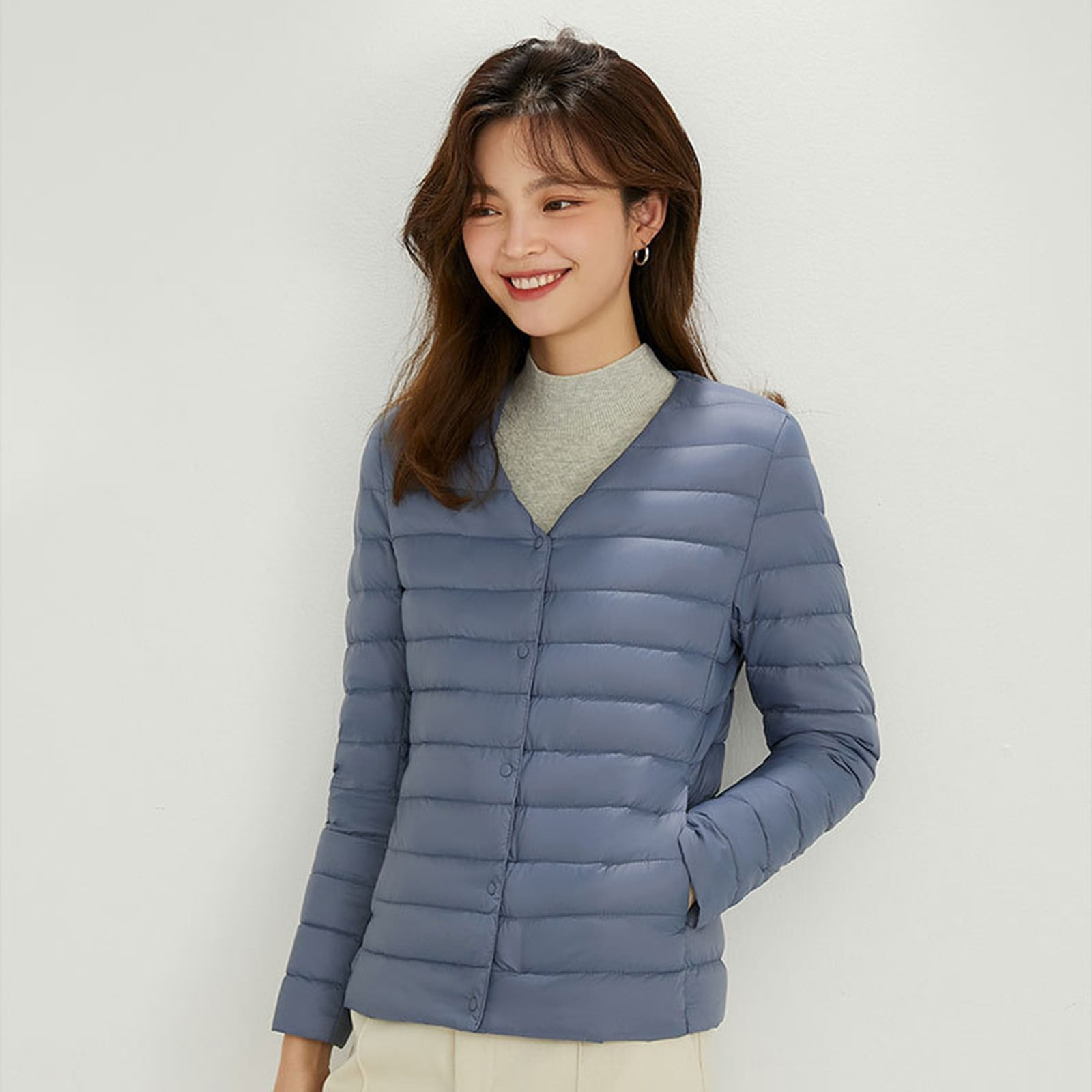 Yinguo Womens Packable Ultra Light Weight Short Down Jacket Navy Xl