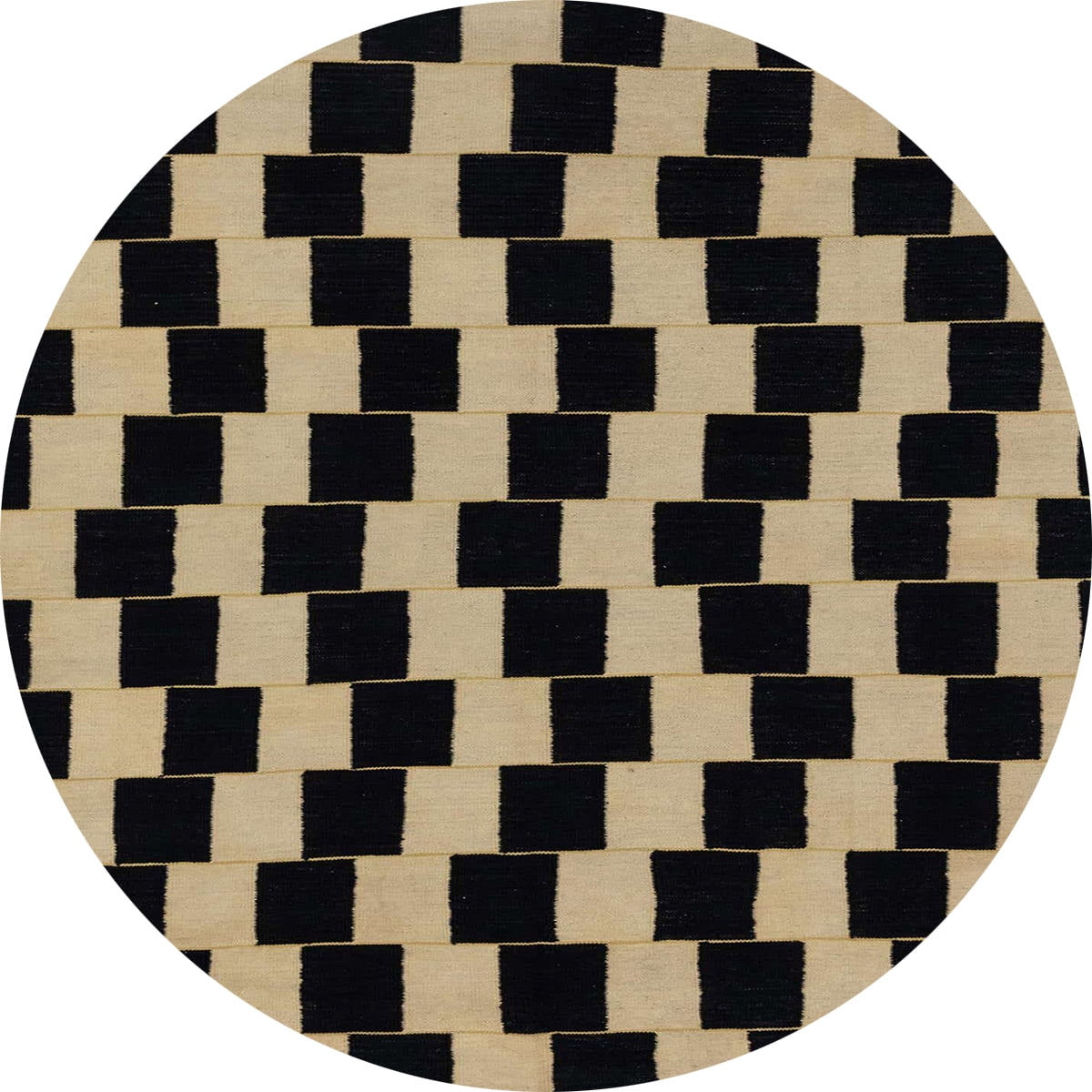 Ahgly Company Indoor Round Abstract Black Abstract Area Rugs, 8' Round ...