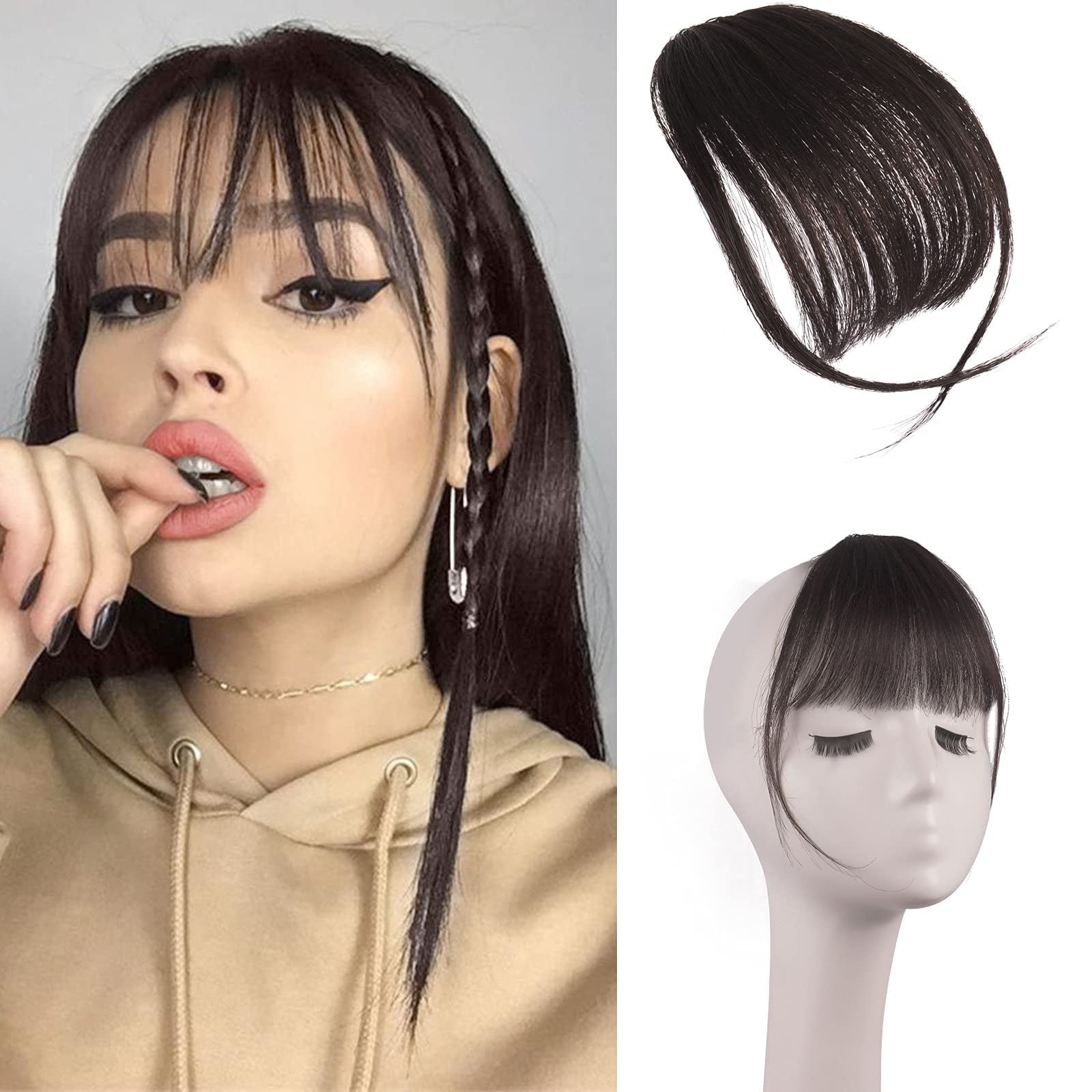 MORICA Clip in Bangs 100% Human Hair Air Bangs Real Hair Extensions ...