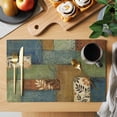 Boho Color Block Placemats Set of 6 Geometric Vintage Floral Place Mats ...