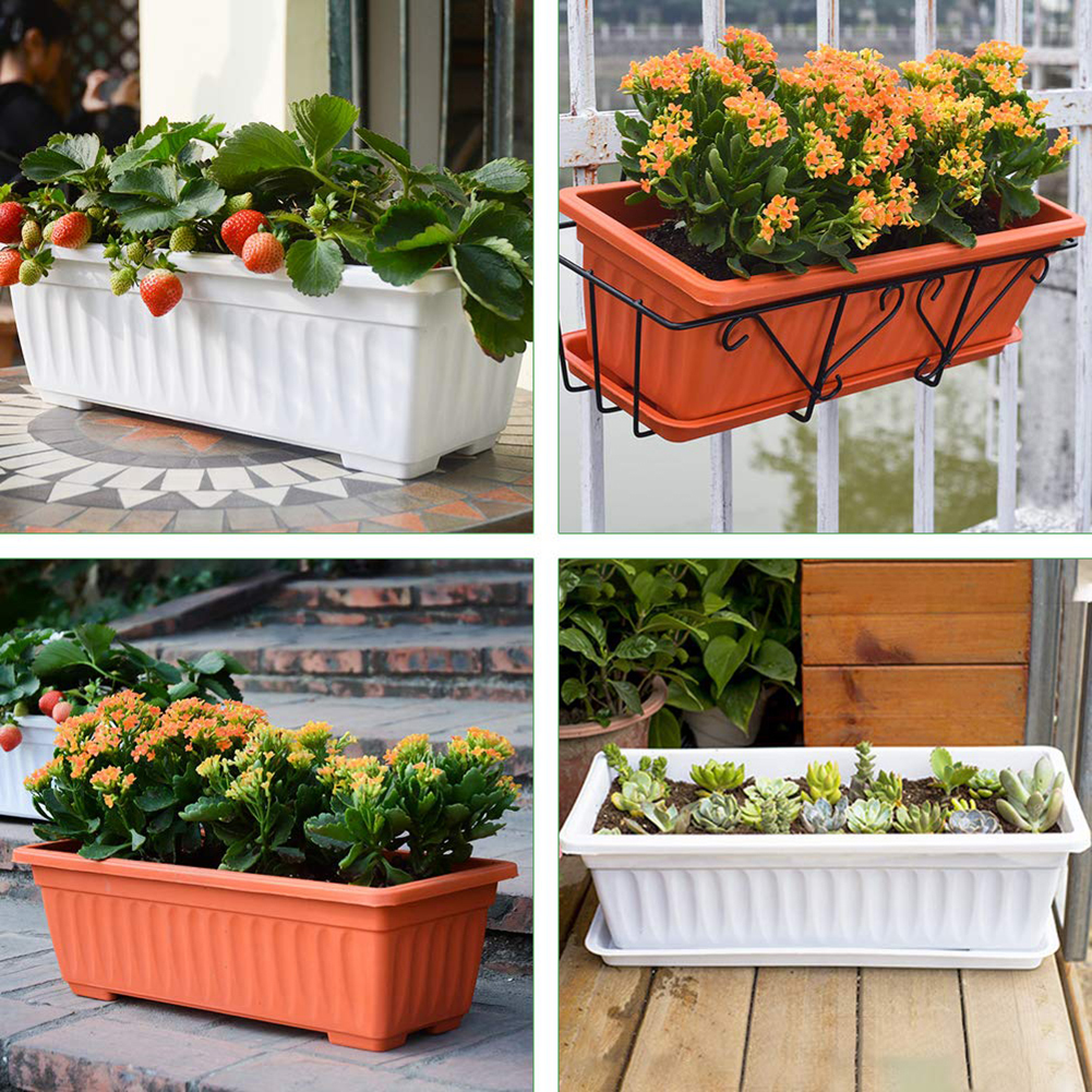 Sarkoyar 3Pcs/Set Balcony Garden Rectangular Vegetable Flower Planter ...