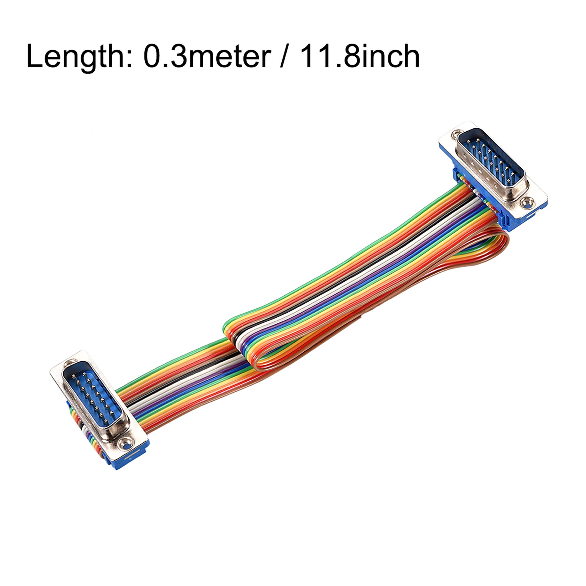 Buy Uxcell IDC Rainbow Wire Flat Cable DB15 Male to DB15 Male Connector ...