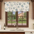 Blue Seashells 2 Panels Kitchen Valance, Coastal Vintage Leaf Rustic ...