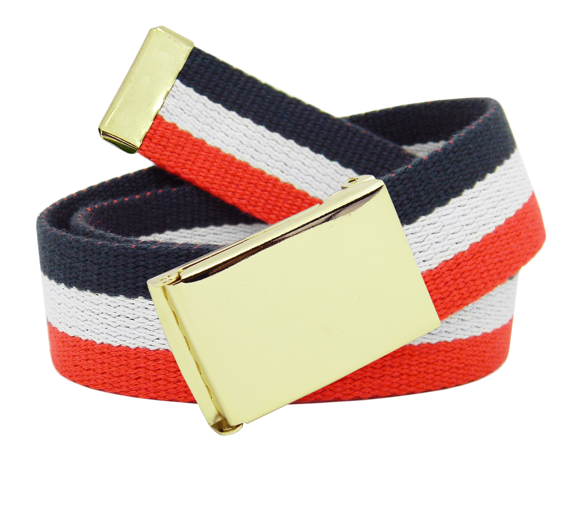 Men's Gold Military Flip Top Belt Buckle with Canvas Web Belt X-Large ...