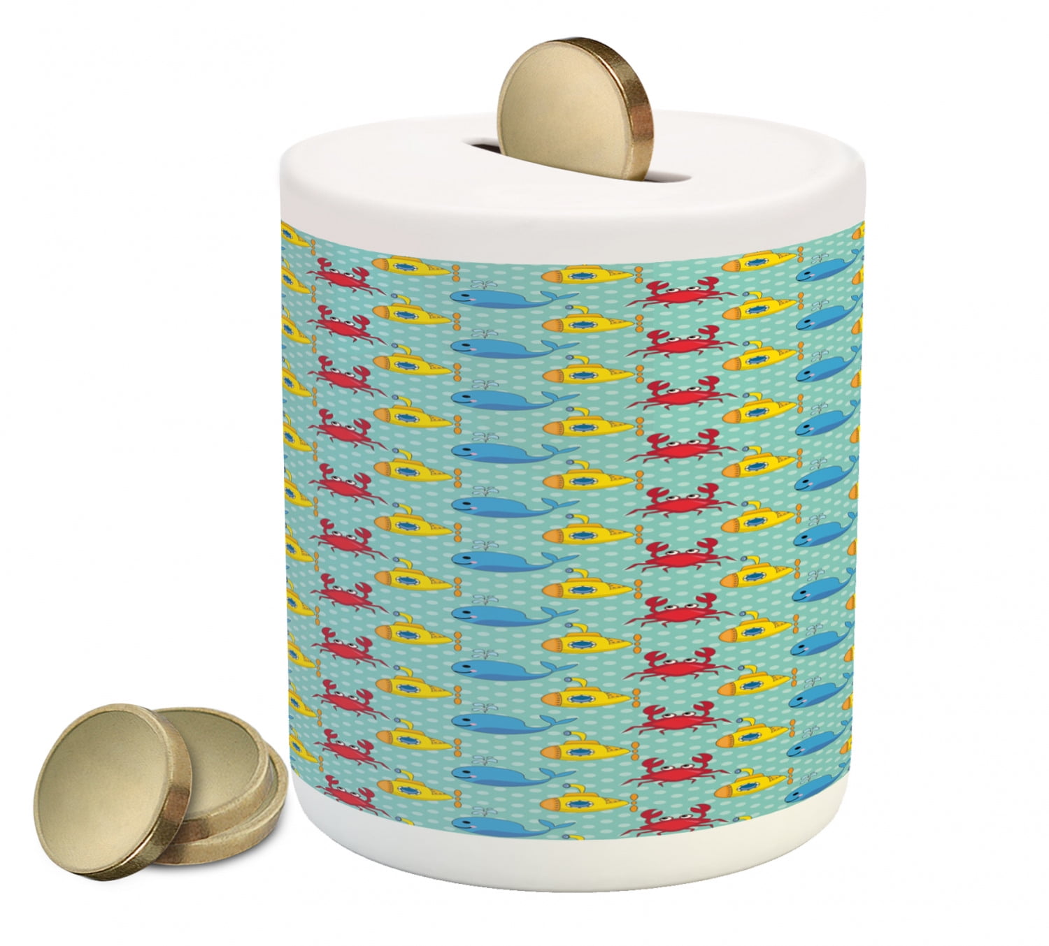 Yellow Submarine Piggy Bank, Underwater Life Theme Pattern Submarines ...