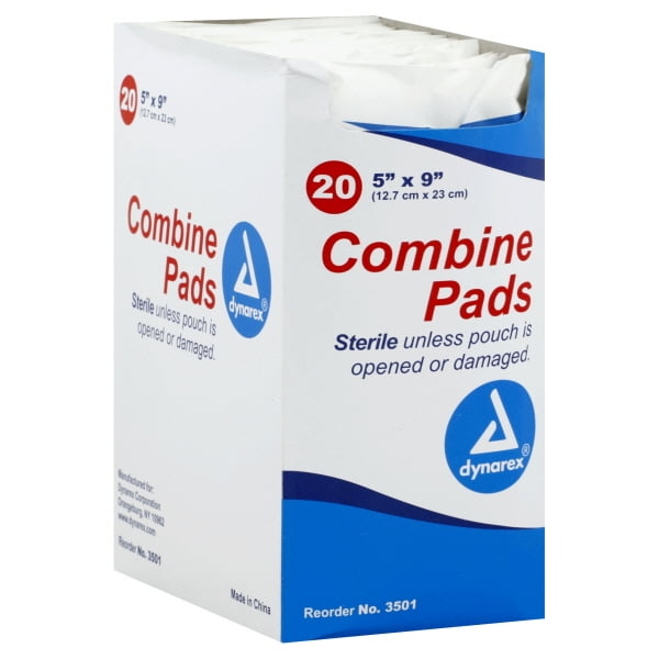 Dynarex Sterile Combine Pads 5 inches x 9 inches 20 Each - Walmart.com