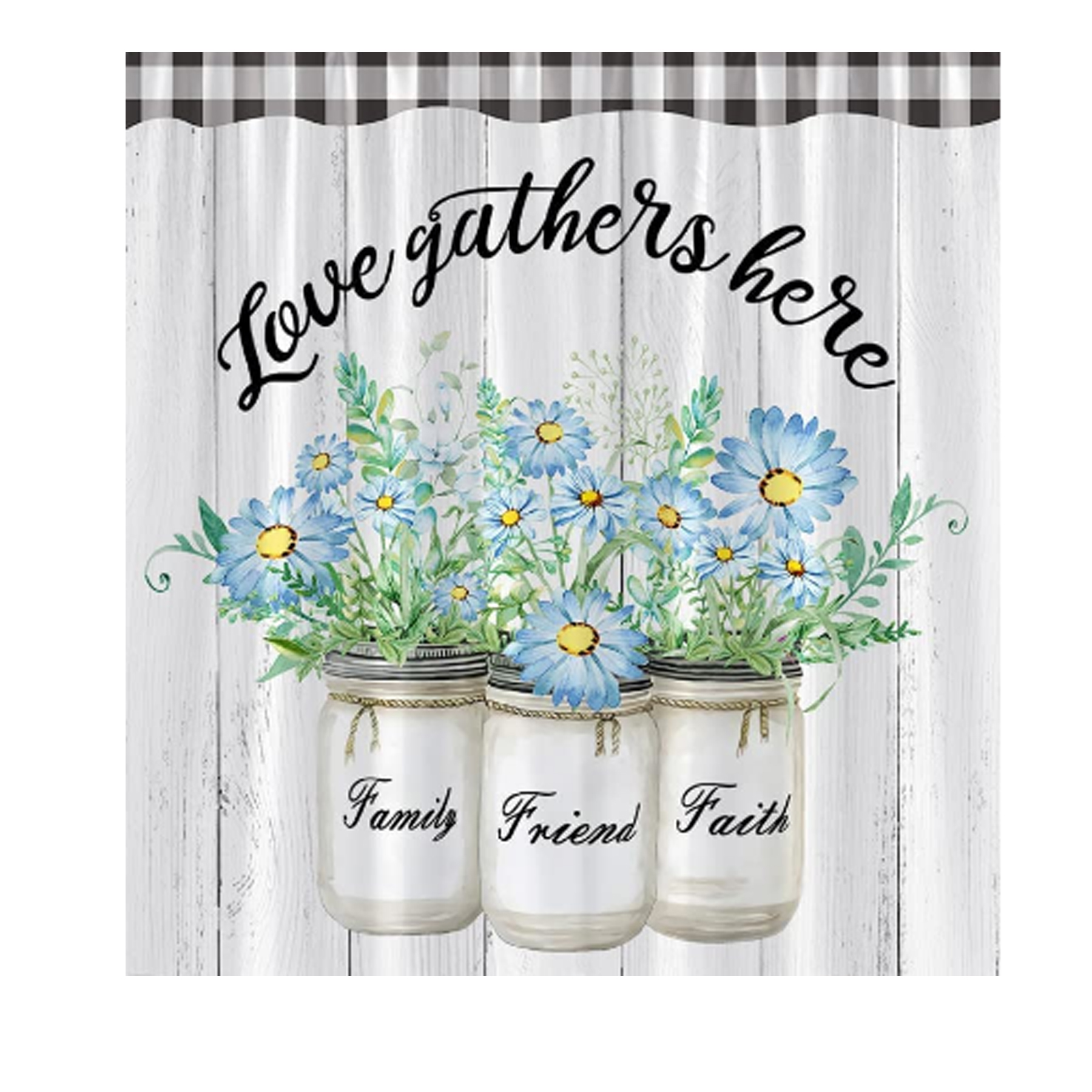 Farmhouse Spring Summer Blue Flowers Floral Shower Curtain - Walmart.com