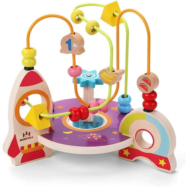 Wooden Fruits Insect Bead Maze Roller Coaster Activity Cube Educational ...