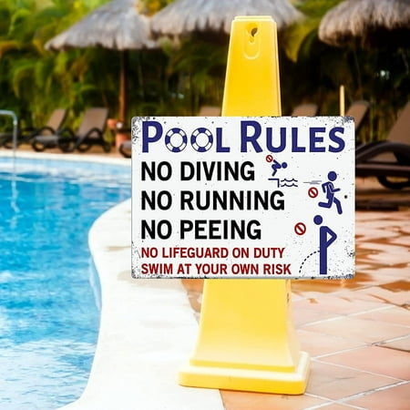 Pool Rules Sign - NO DIVING NO RUNNING NO PEEING - Indoor/Outdoor ...