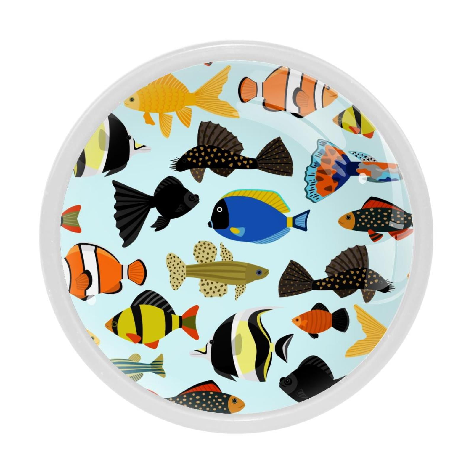 4 Pcs Cartoon Aquarium Fish Knobs for Kitchen Cabinet Cupboard Dresser ...