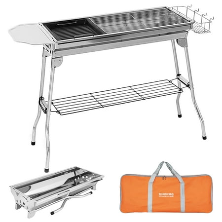 Outdoor Camping Grill Set Stainless Steel Portable Foldable Charcoal ...