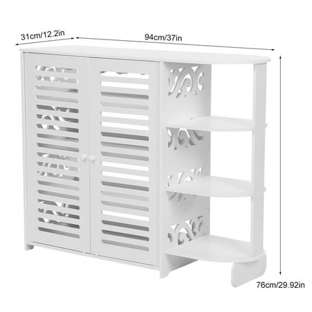 White Wooden Shoe Cabinet Storage Rack Shoe Cupboard Shoe Organizer ...
