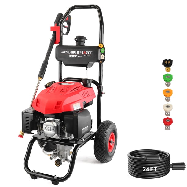 PowerSmart 3300PSI Gas High Pressure Washer with 5 Nozzles & Soap Tank ...