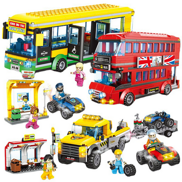 EP EXERCISE N PLAY City School Bus Building Kit, 488 Pieces Yellow Bus ...