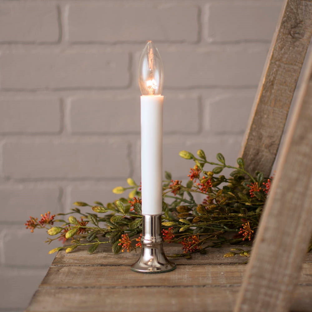 2 Pcs Event Decor Antique Silver Welcome Candle Lamp 7-inch Plug-in ...