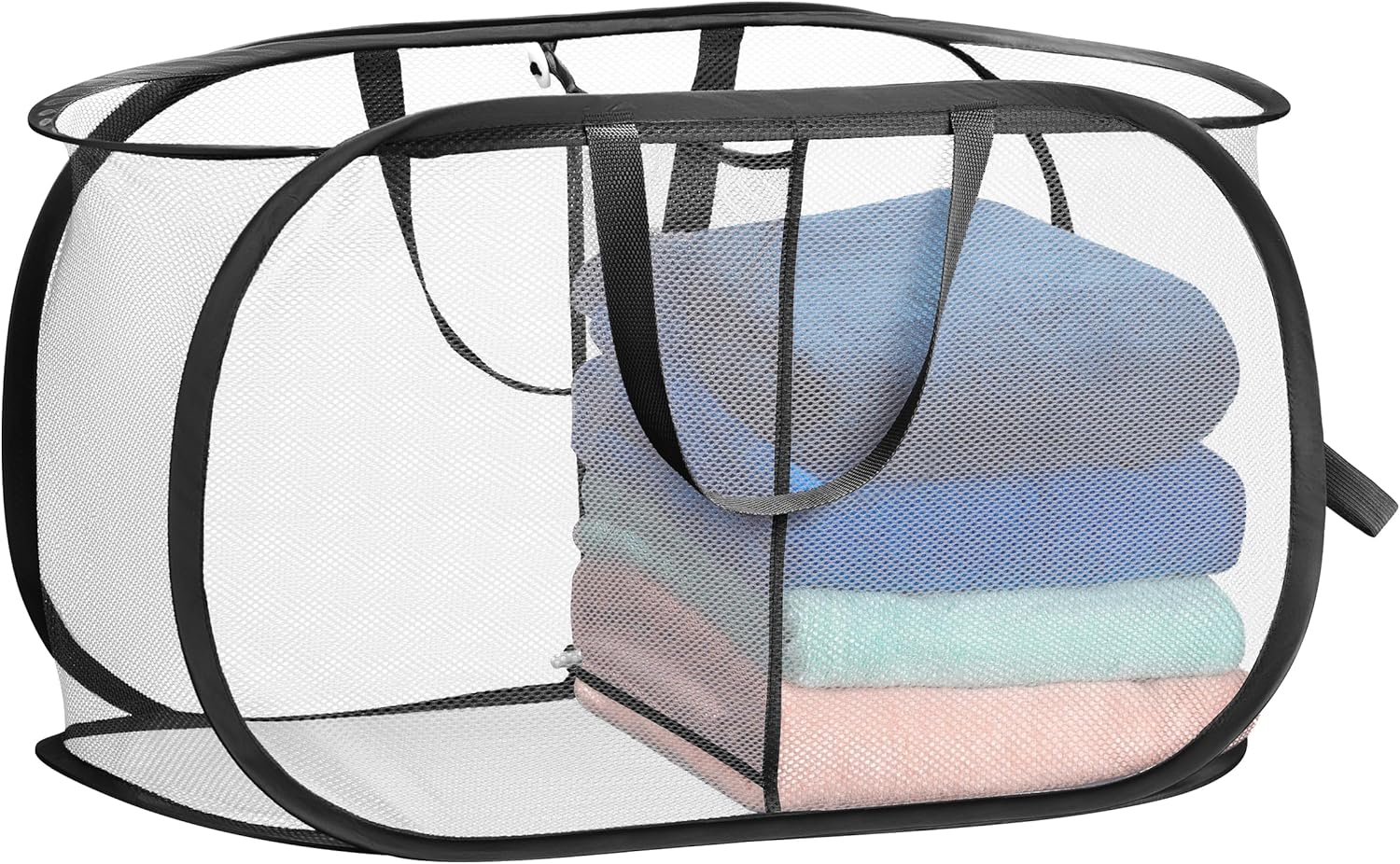SDES-Foldable Laundry Basket - Popup & Collapsible, Durable Mesh ...