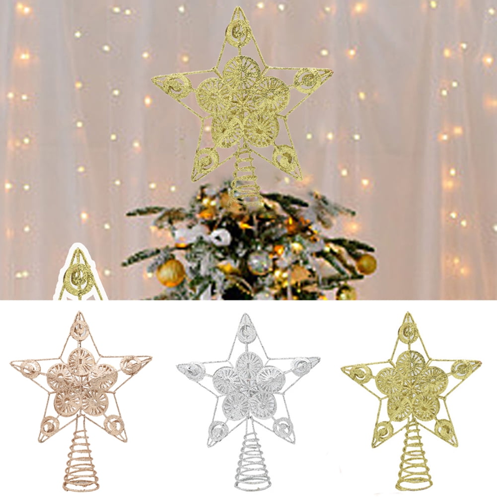 Cheers.US Metal Glittered Christmas Tree Topper, Star Tree Topper ...