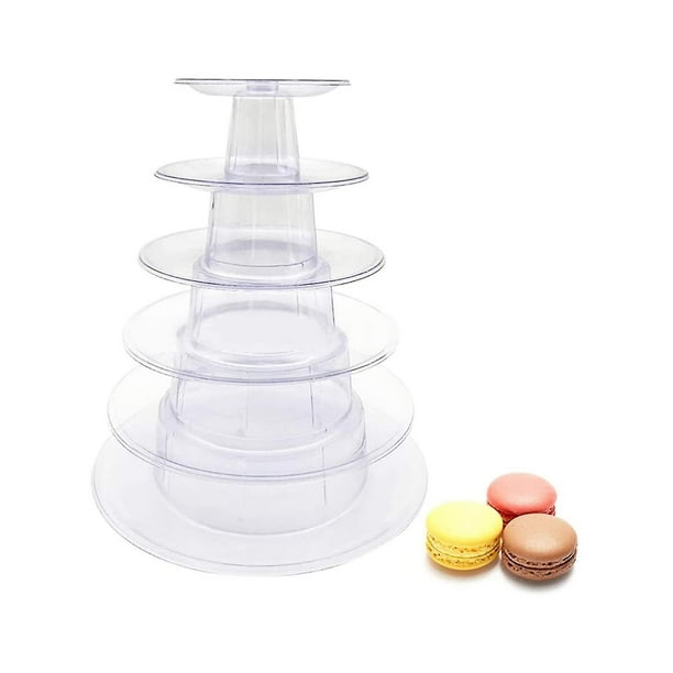 6 Tier Round Plastic Macaron Tower Stand Macarons Holder Macaroon Cake ...