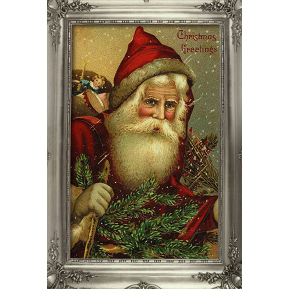Nobleworks Vintage Santa with Silver Frame Box of 12 Christmas Cards ...