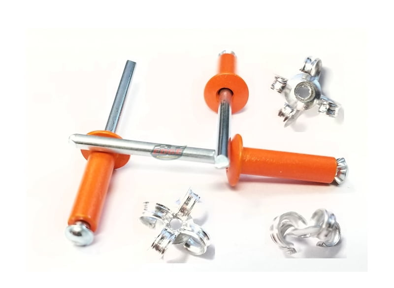 Orange 3/16" Rivet Small Head Exploding Banana Peel Aluminum Pop Rivets ...