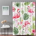 Bathroom Shower Curtain Summer Pink Flamingos Flower Waterproof Shower ...