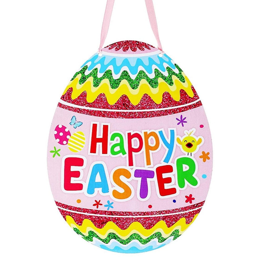 Clearance! Happy Easter Wood Hanging Sign Easter Bunny Signs Farmhouse ...