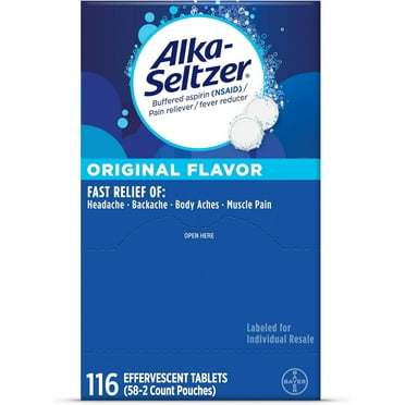 Alka-Seltzer Effervescent Tablets, Original, 2 per Pouch, 58 ct ...
