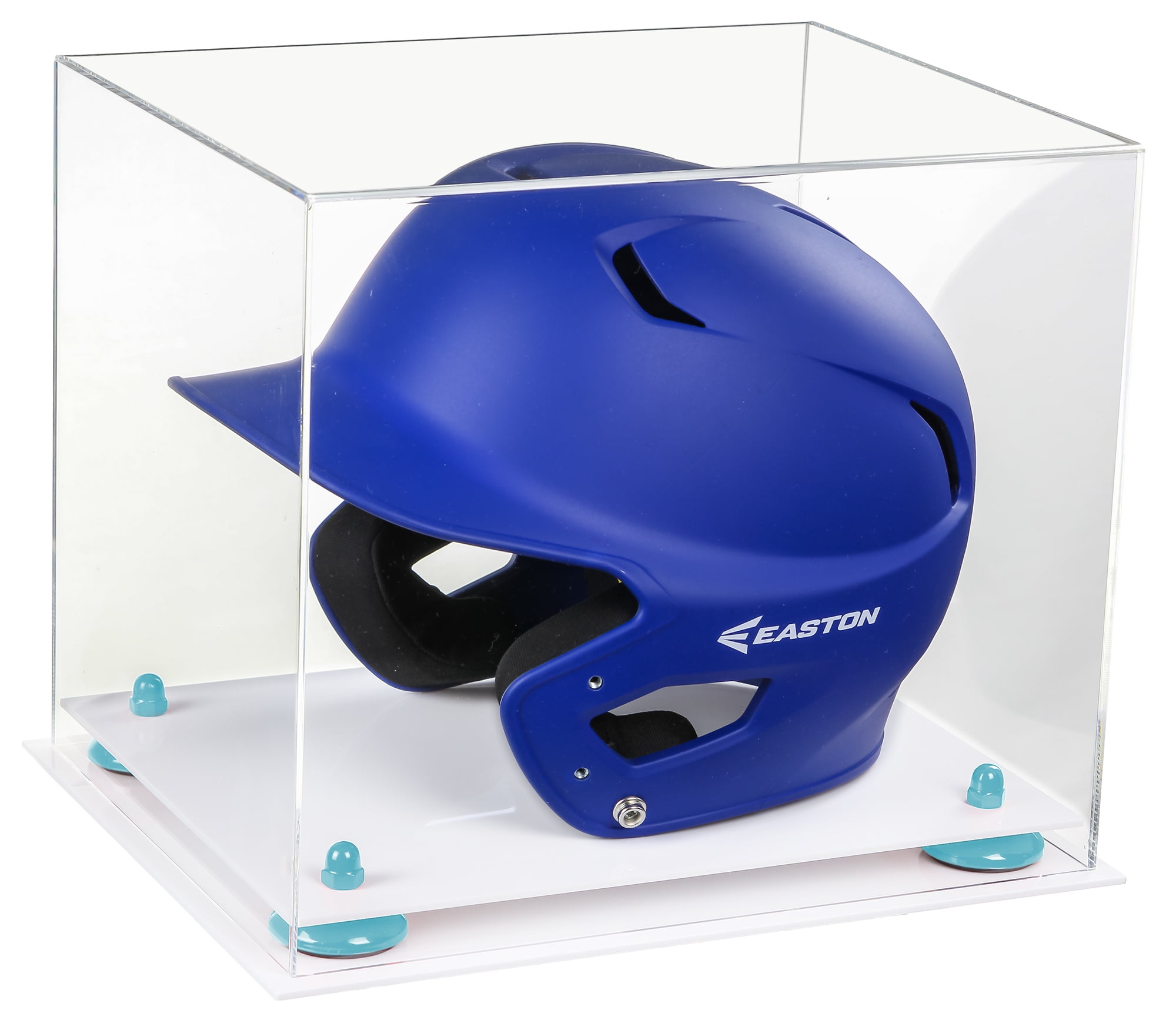 Clear Acrylic Baseball Batting Helmet Display Case with Blue Risers and ...