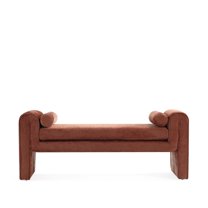 Manhattan Comfort Concord Bench with Solid Wood Frame in Terracotta ...