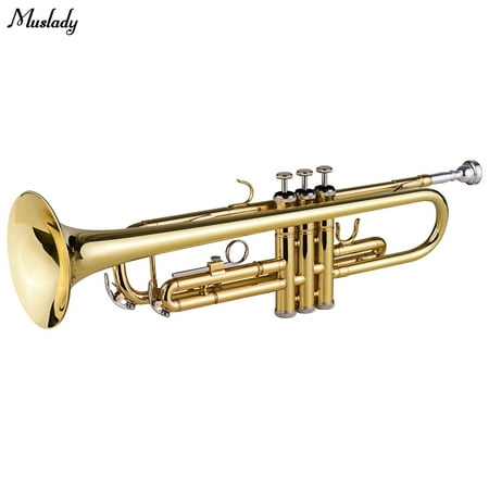 Muslady TR-100 B flat Standard Student Trumpet Bb Key Brass Gold ...