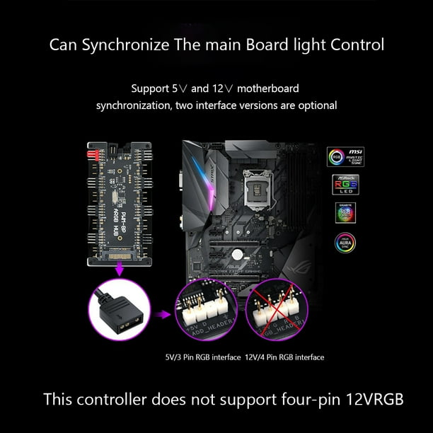 Controlador PWM LED PC Fan Hub 5V 3 pines ARGB Refrigeración AURA Adaptador divisor | Walmart en ...