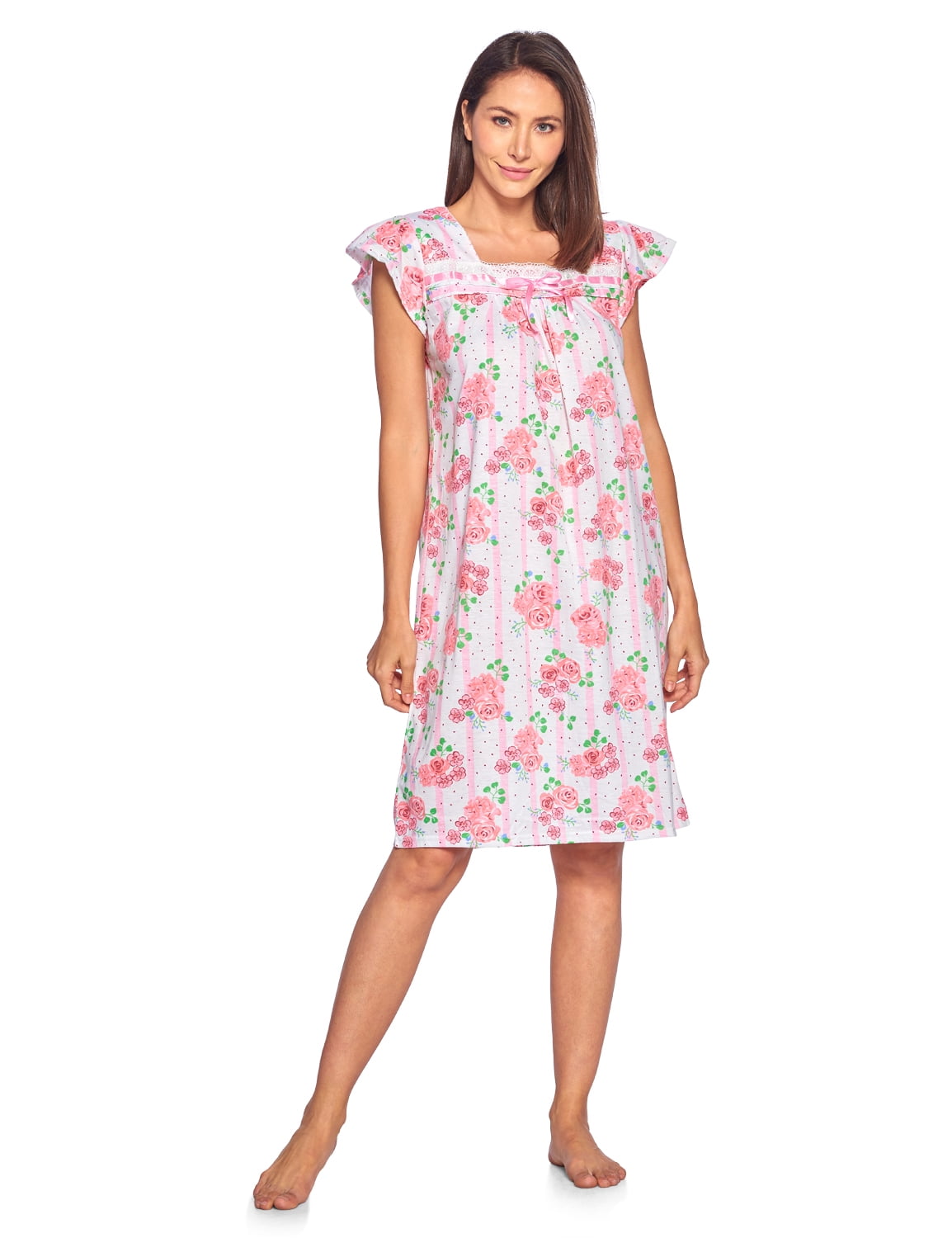 Casual Nights Women's Fancy Lace Floral Short Sleeve Nightgown ...