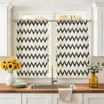 Black Zigzag Line Sheer Curtains 39 Inch Long 2 Panels, Chevron Stripe ...