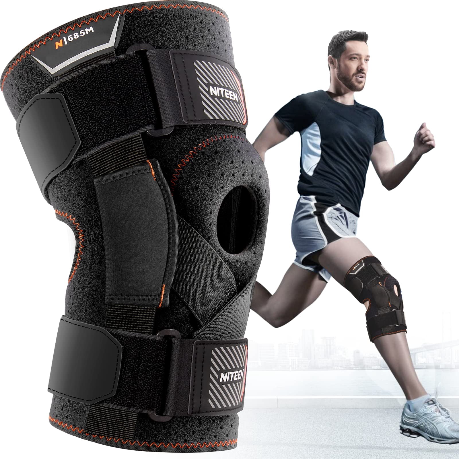 Rodillera NITEEN con bisagras para el dolor de rodilla con ...