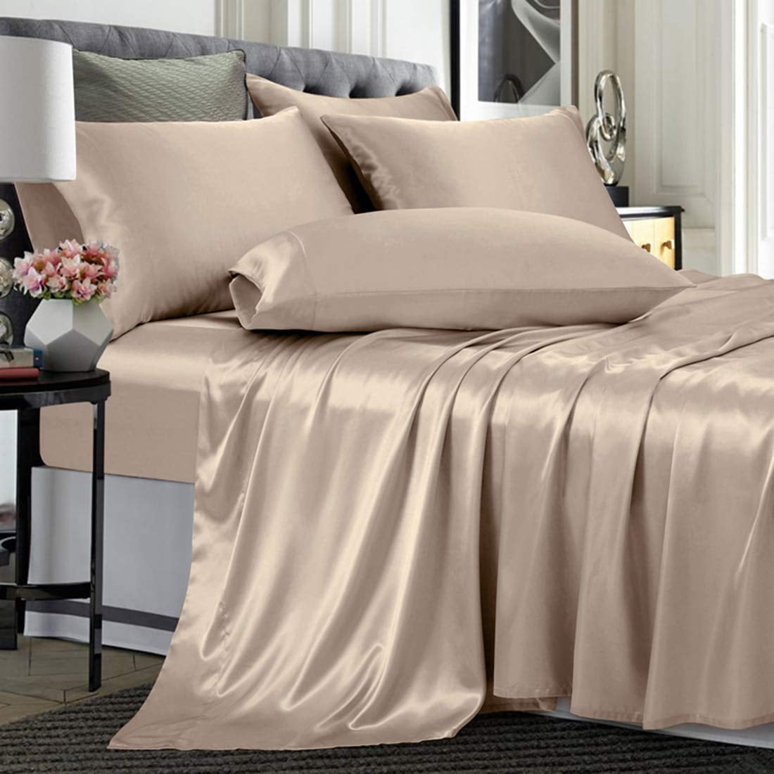 Click here for Treely 6 Piece Satin Sheets Queen Size Silky Smoot... prices