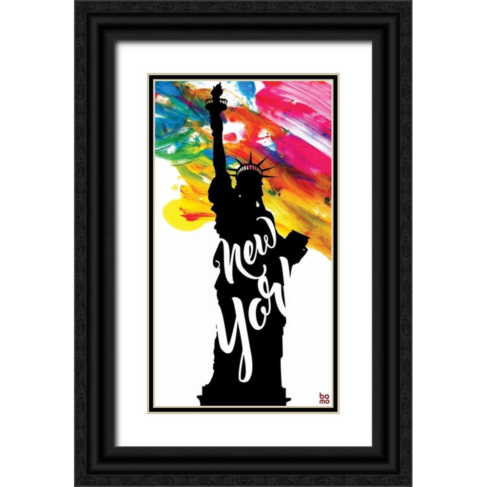 BoMo 9x14 Black Ornate Wood Framed with Double Matting Museum Art Print ...