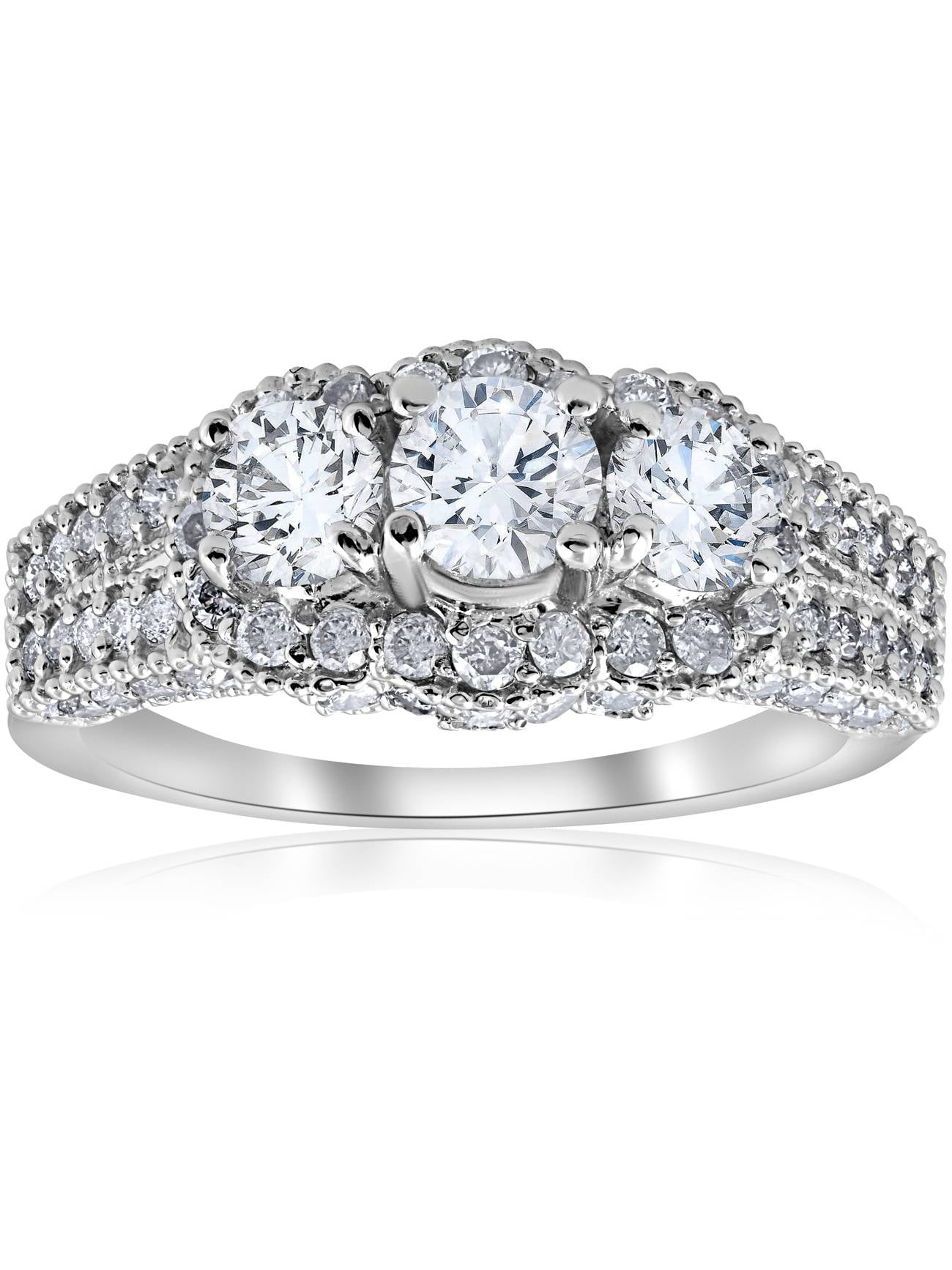 Pompeii3 2 1 4ct Vintage Diamond Engagement Ring 14k White Gold