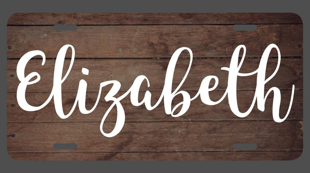 Elizabeth Name Wood Style License Plate Tag Vanity Novelty Metal | UV ...