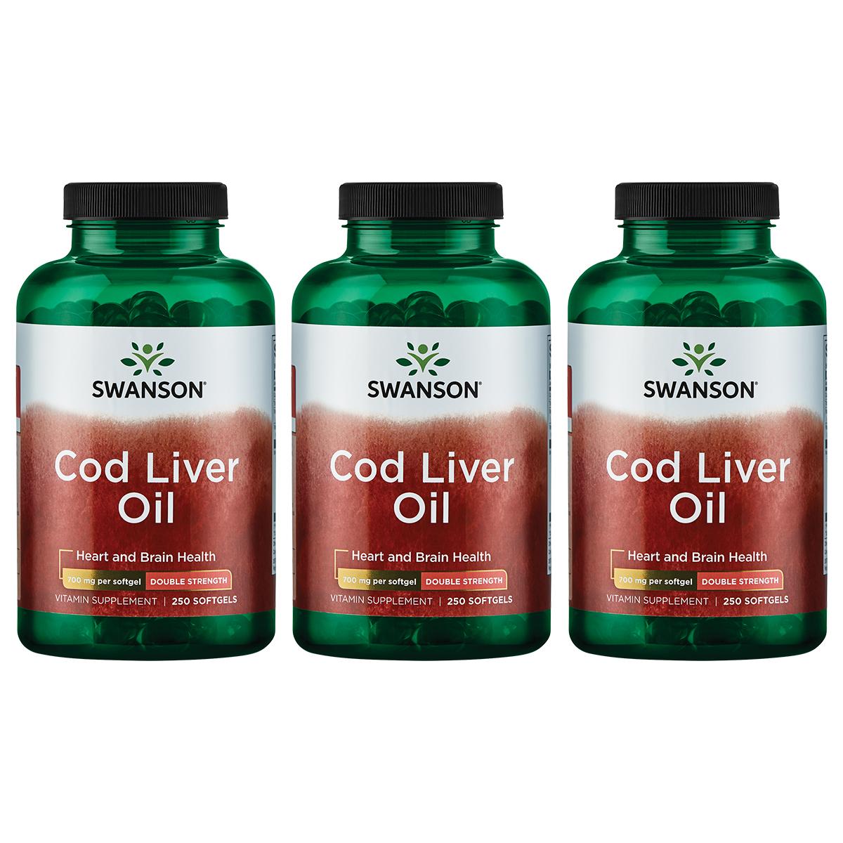 Swanson Cod Liver Oil - Double Strength 700 mg 250 Sgels 3 Pack ...