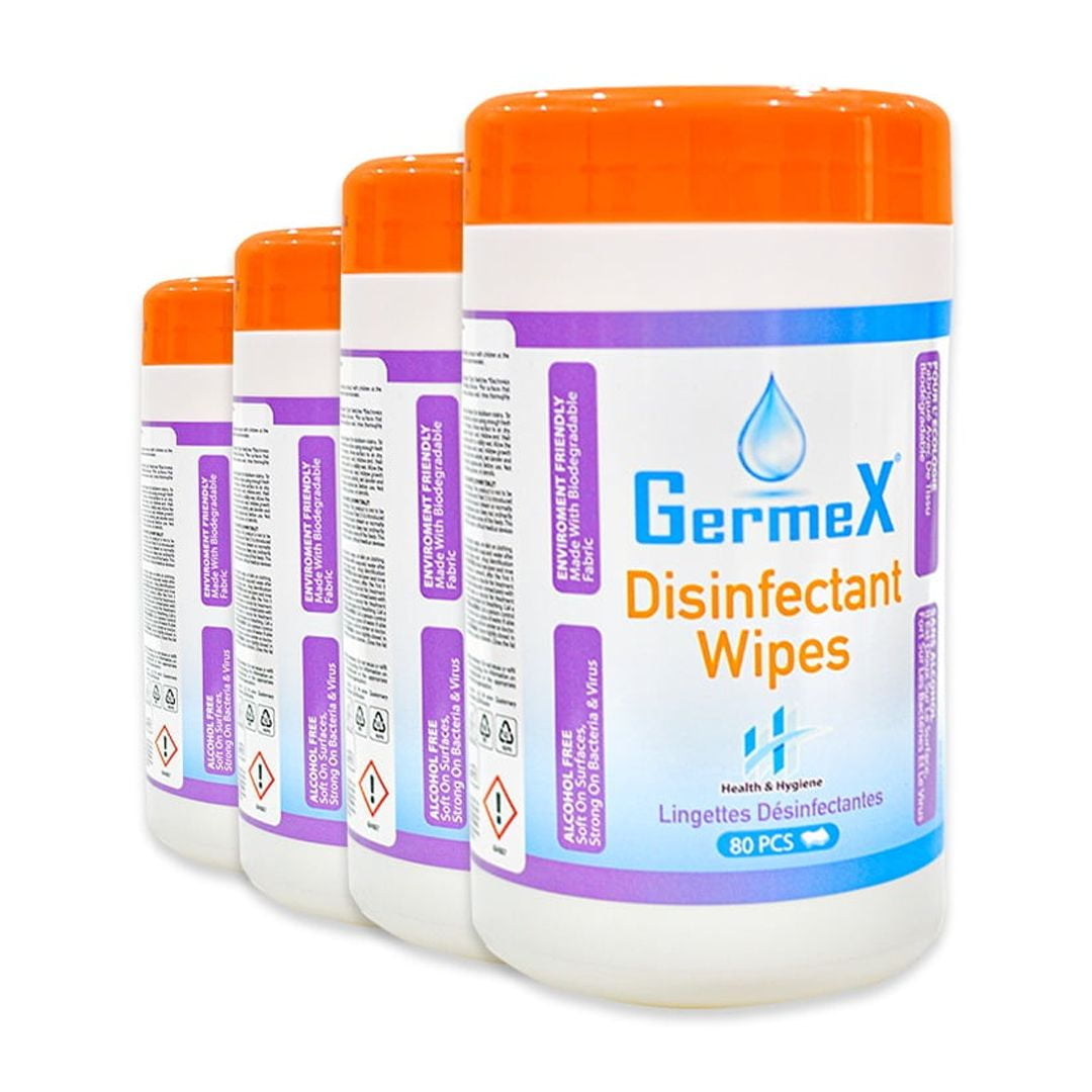 Germex Disinfecting Wipes, Biodegradable, Non Alcoholic, Bulk Pack of 4 ...