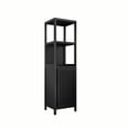 52" Bamboo Linen Tower Storage Cabinet, Bathroom Organizer with Doors ...