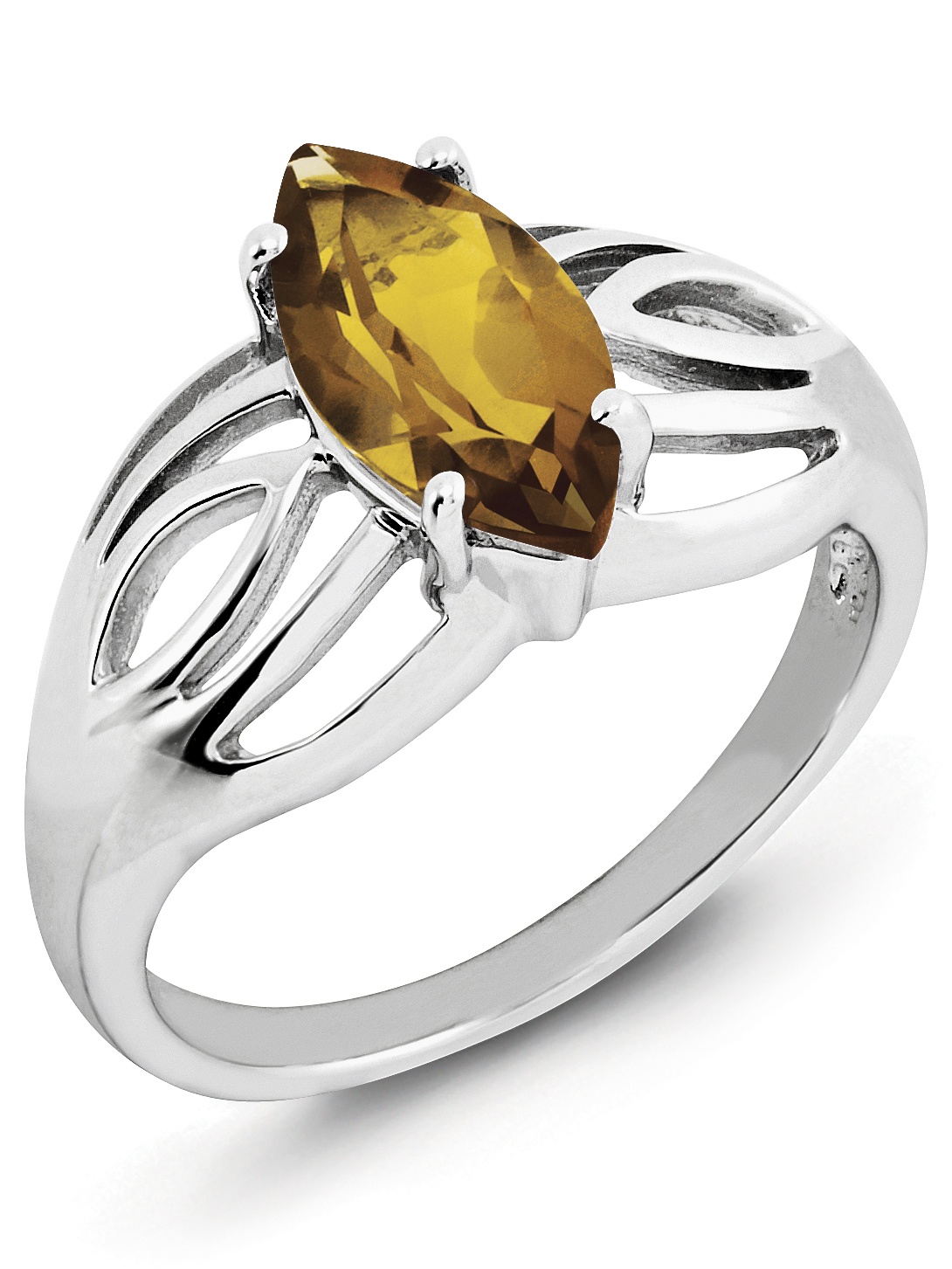Sterling Silver Rhodium Whiskey Quartz Ring - Walmart.com