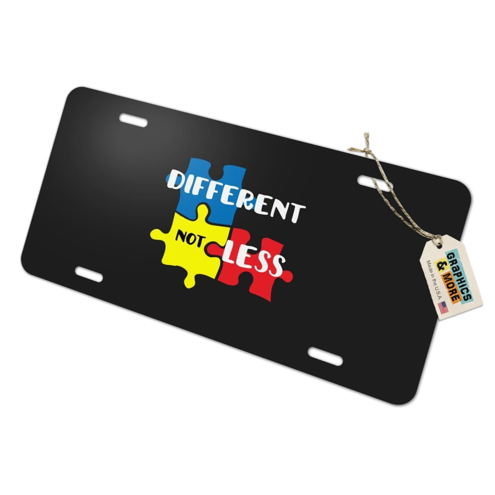Different Not Less Autism Puzzle Pieces Novelty Metal Vanity Tag ...