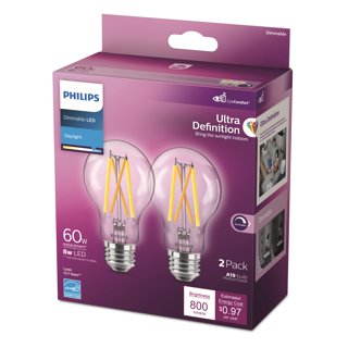 Clear 3.5W LED T10 Tubular Light Bulb - Nickel Plated E26 Medium Base (40 Watt Equivalent) | 4 ...