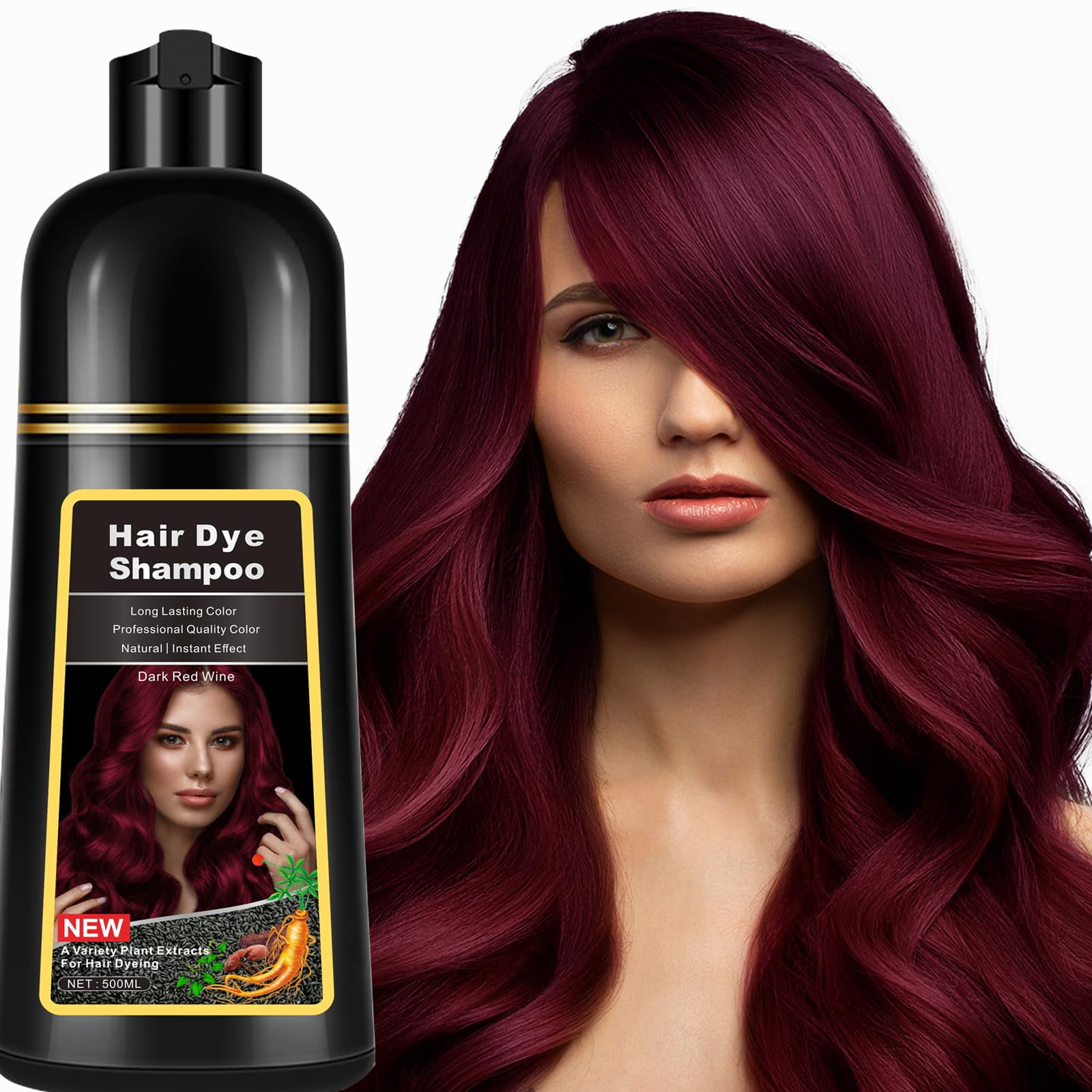 Champú colorante para el cabello lymznus Instant Dark Wine Red 500 ml 3 ...