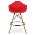 Home Square 28" Plastic Counter Stool with Arms in Red - Set of 2 ...